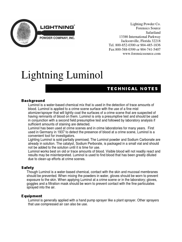 Technical Note - Lightning Luminol | PDF | Camera | Chemical Reactions