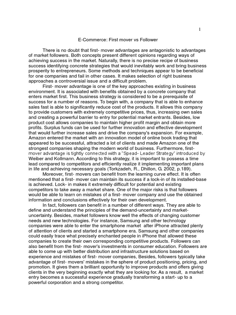 E-Commerce: First Moves Vs First Follower | PDF | Amazon.Com ...