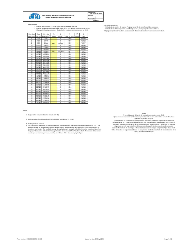 Safe Distances for Hydrostatic Pipe Testing | PDF | Physical Universe ...