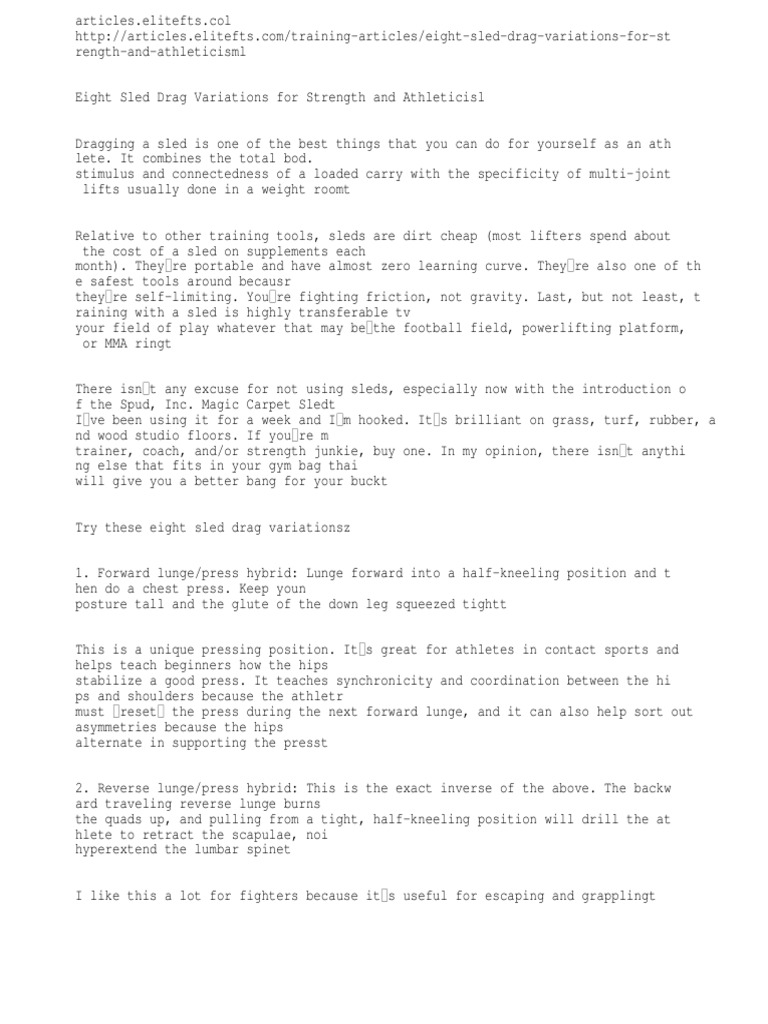 Eight Sled Drag Variations For Strength and Athleticism | PDF ...