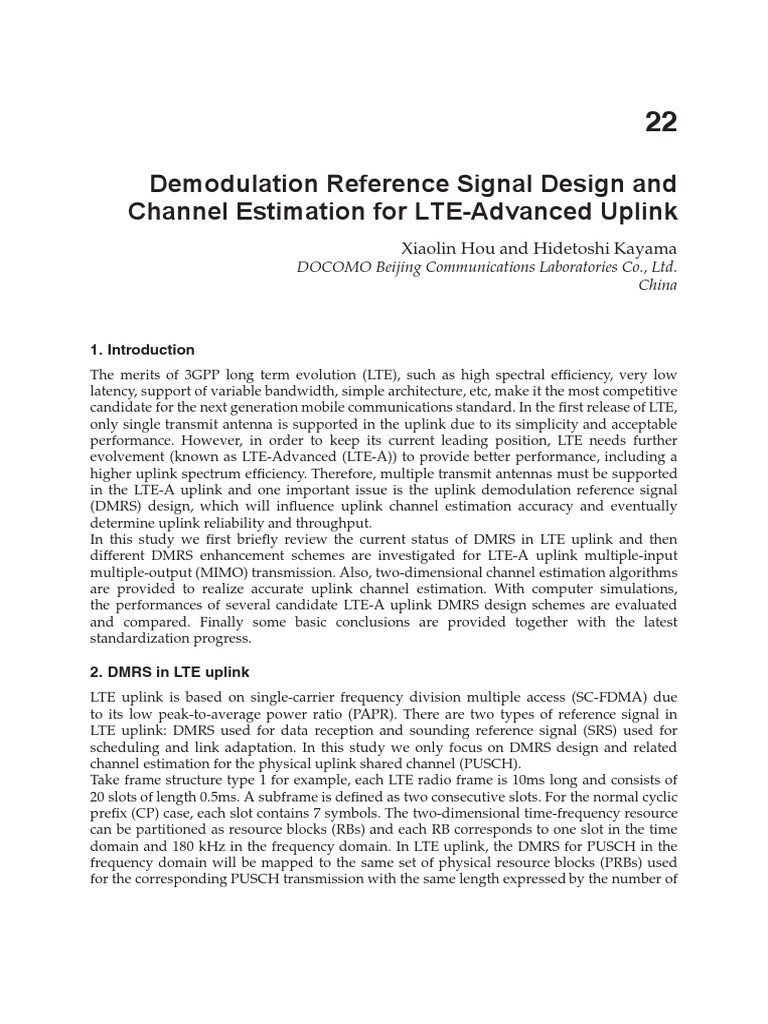 DMRS Design for LTE-Advanced Uplink | PDF | Mimo | Lte Advanced