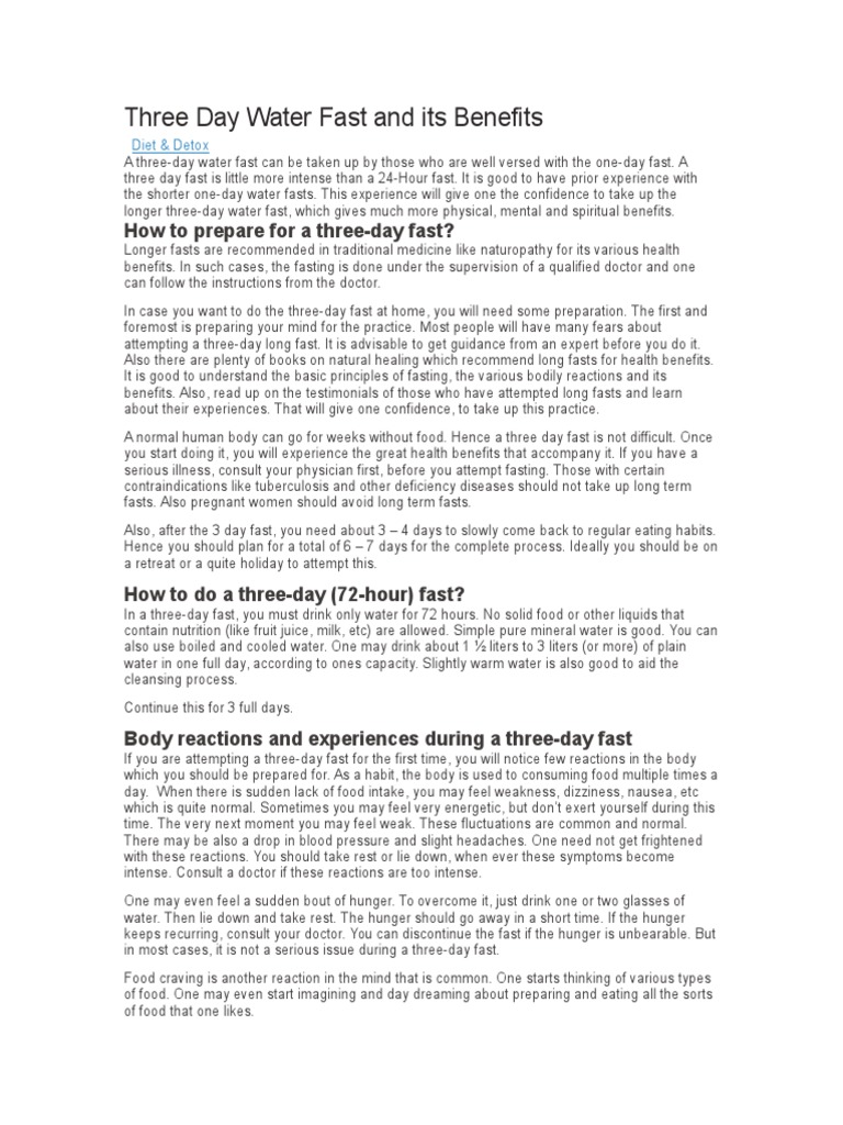 Three-Day Water Fast Guide | PDF | Fasting | Taste
