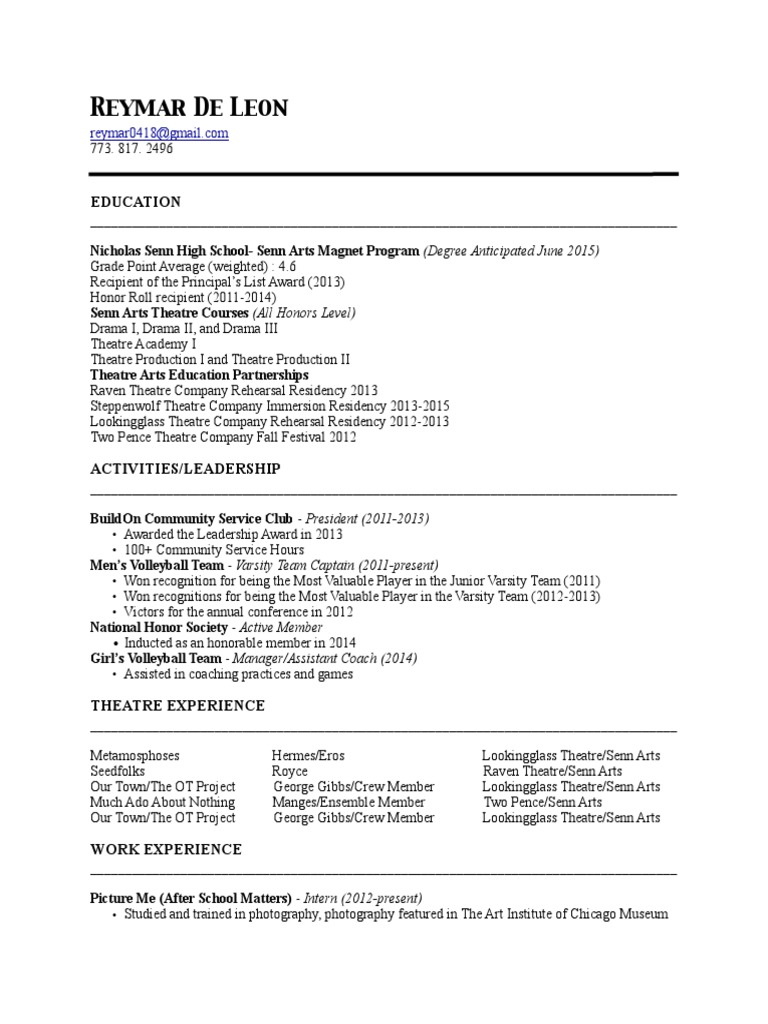 Reymar de Leon Resume | PDF | Theatre | Entertainment (General)