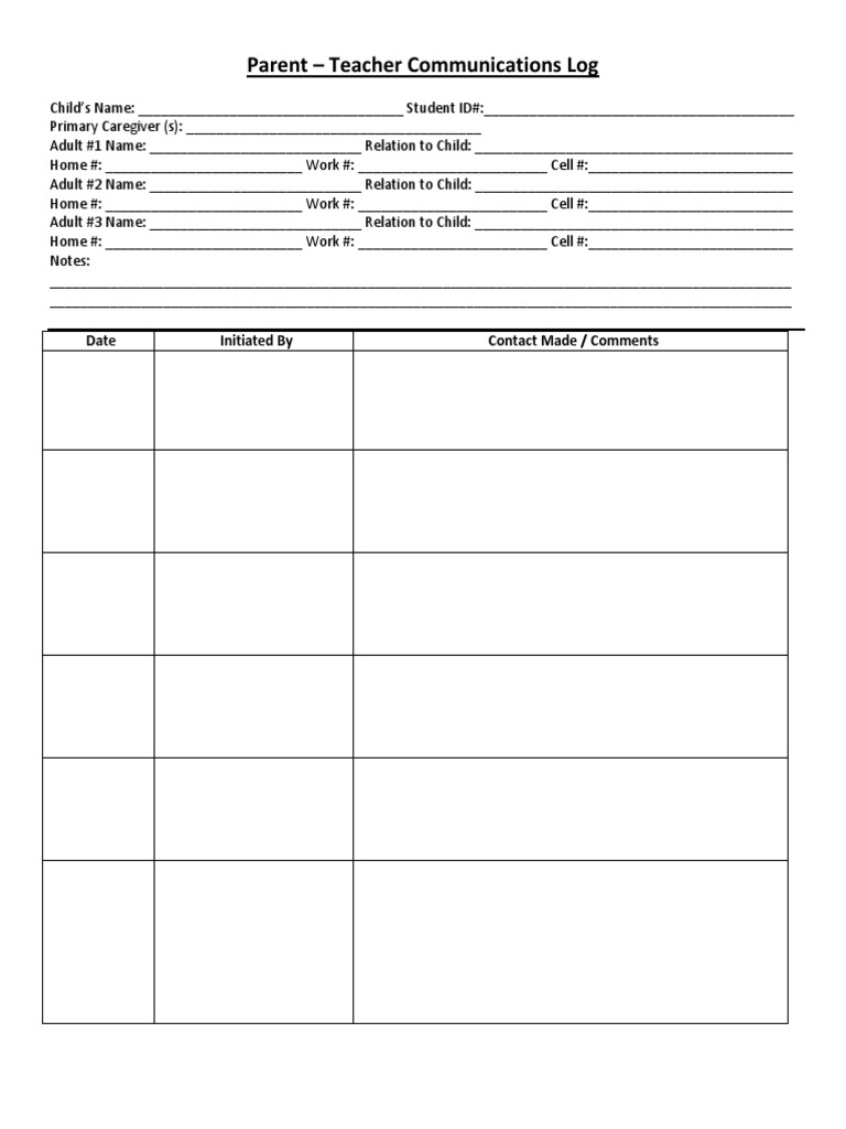 Parent-Teacher Contact Record | PDF