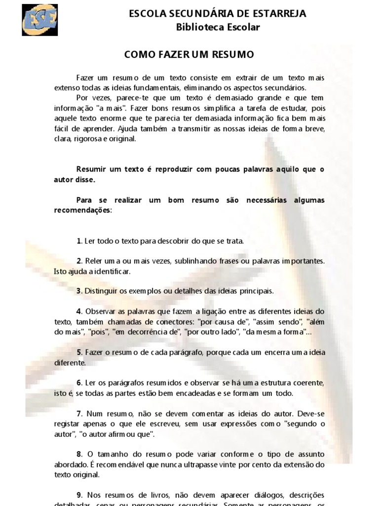 Como Fazer Um Resumo | PDF