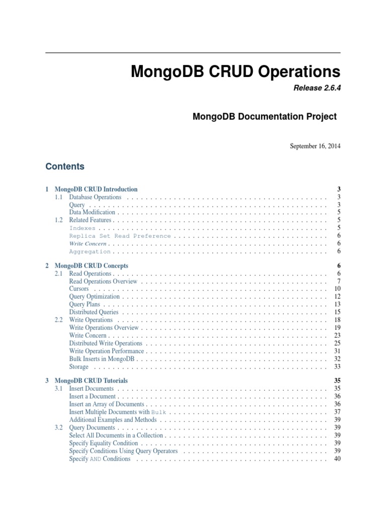 MongoDB Crud Guide PDF | Download Free PDF | Mongo Db | Sql