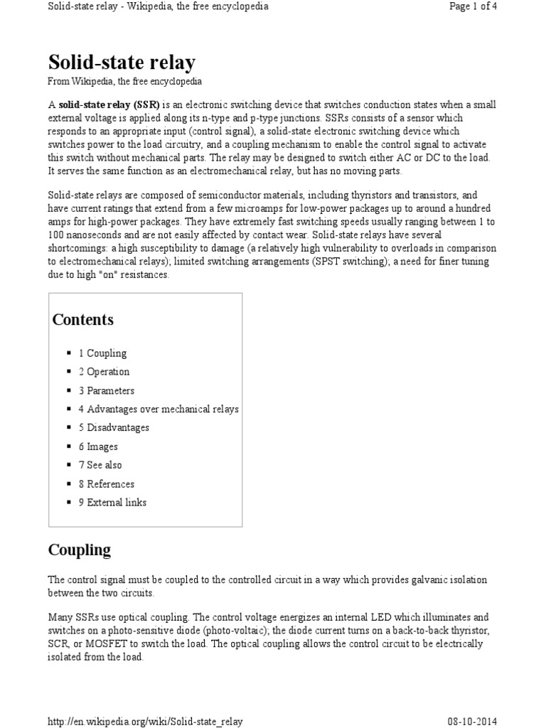 Solid State Relay | PDF | Relay | Switch