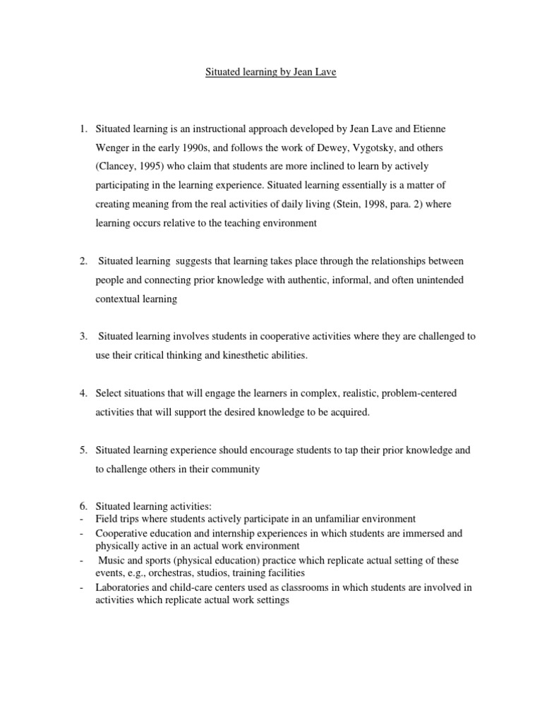 Situated Learning by Jean Lave | PDF
