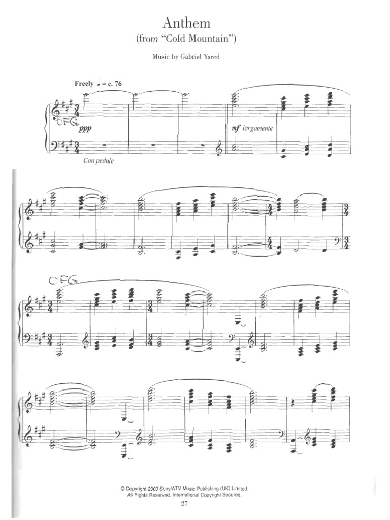 Anthem - Cold Mountain PDF | PDF