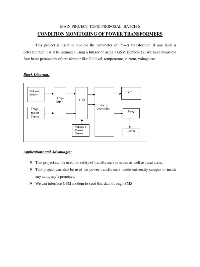 Condition Monitoring of Power Transformers: Block Diagram | PDF
