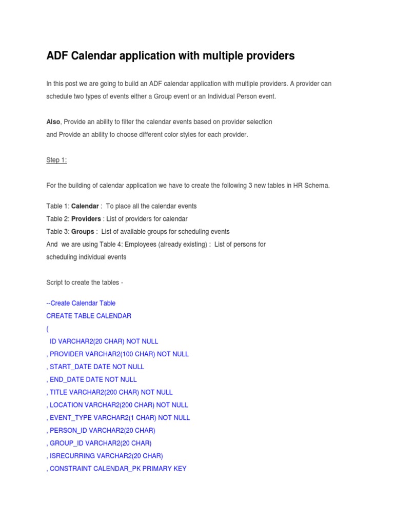 ADF Calendar Application With Multiple Providers | PDF | Computer ...