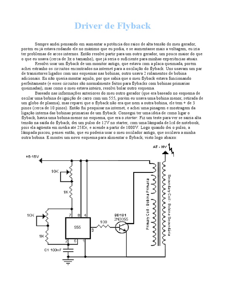 Driver para Flyback PDF | PDF | Eletromagnetismo | Eletricidade