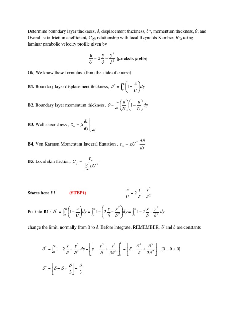Parabolic Laminar Profile Derivation (Please Read) | PDF | Boundary ...