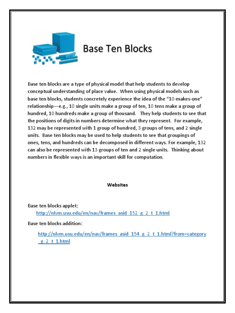Base Ten Blocks | PDF