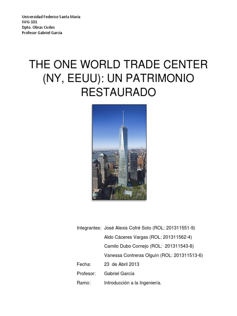 The One World Trade Center | PDF | World Trade Center (1973–2001 ...