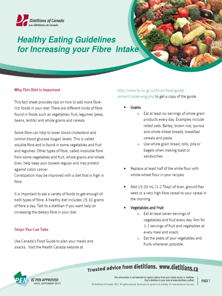 FACTSHEET Guidelines for Increasing Fibre Intake | Dietary Fiber ...