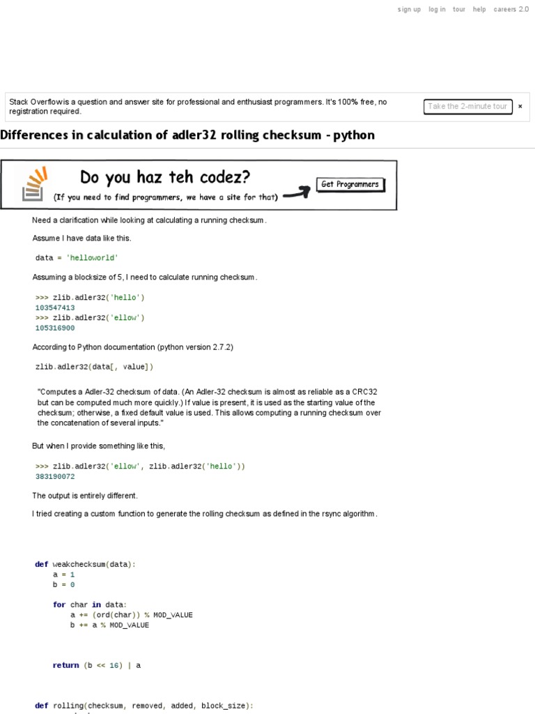 Adler32 Rolling Checksum Equation | PDF | Discrete Mathematics | Algorithms And Data Structures