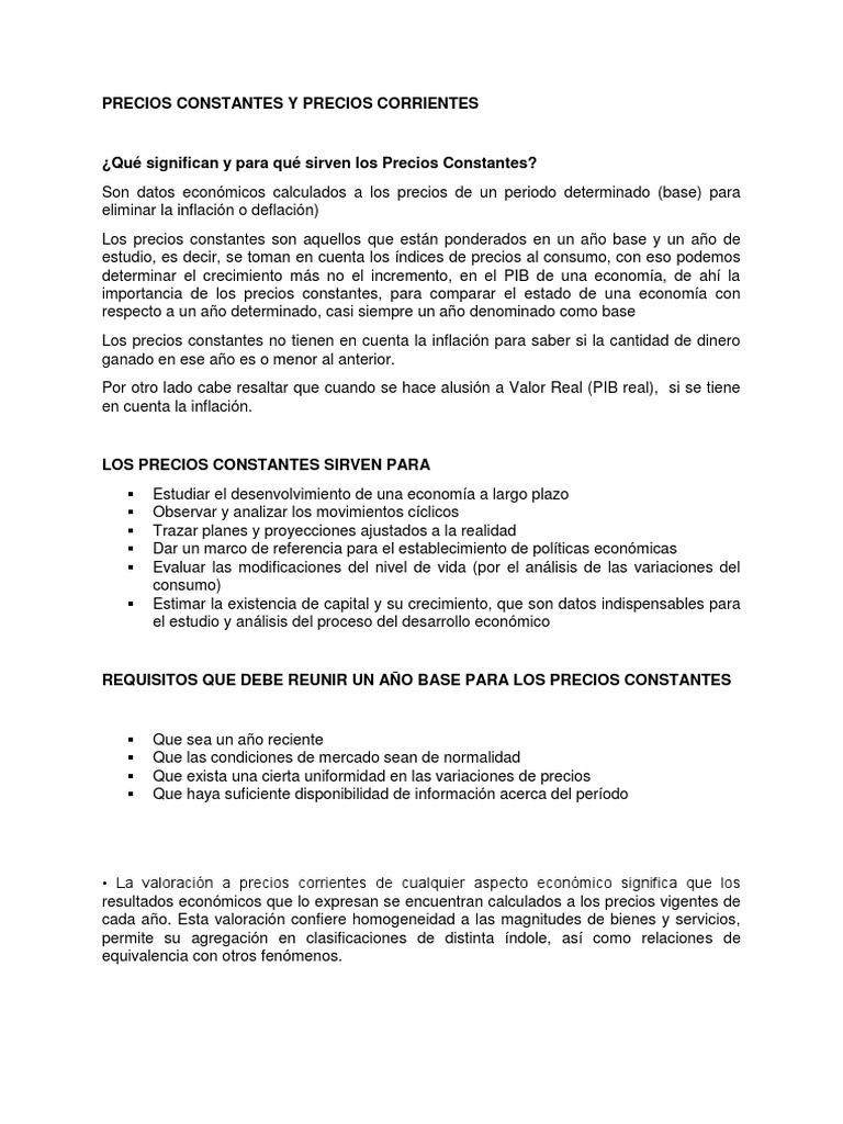 Precios Constantes vs. Corrientes | PDF | Producto Interno Bruto | Precios