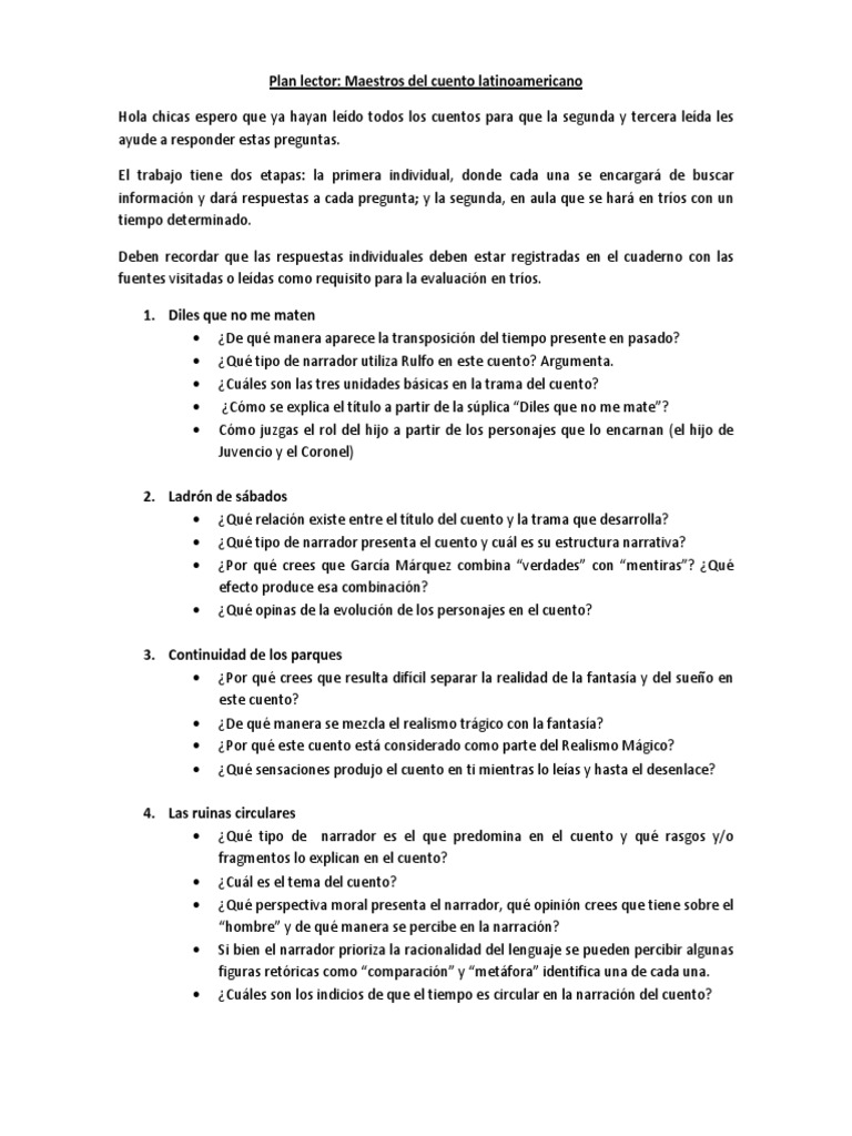 Plan Lector: Cuentos Latinoamericanos | PDF | Filosofía | Poesía