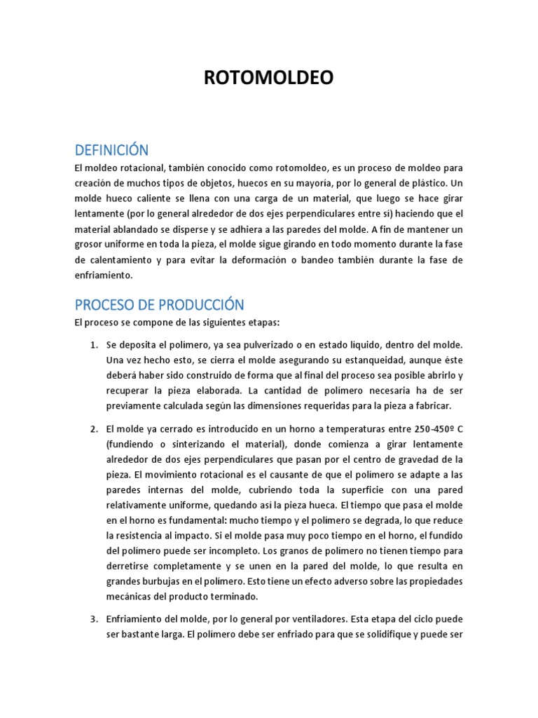 Rotomoldeo PDF | PDF | Aluminio | El plastico