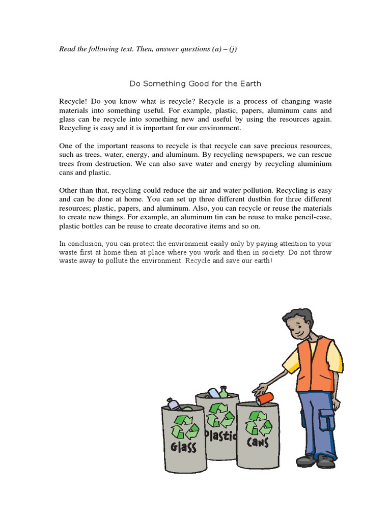 Recycle - Reading Comprehension | PDF | Home & Garden | Art