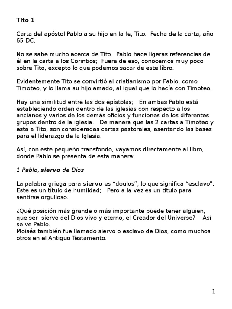 Tito 1 | PDF | Pablo el apóstol | Cristo (título)
