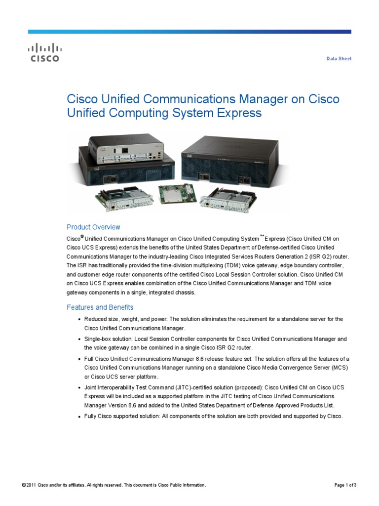 Cisco Unified Communications Manager On Cisco Unified Computing System ...