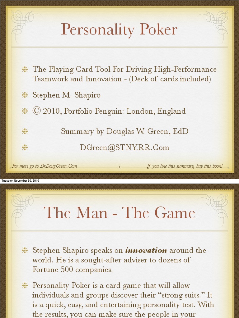 Personality Poker | Playing Cards | Thought | Free 30-day Trial | Scribd