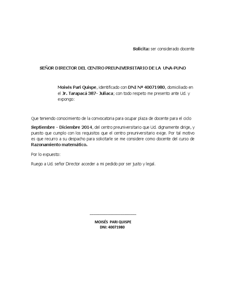 Solicitud Cepreuna | PDF