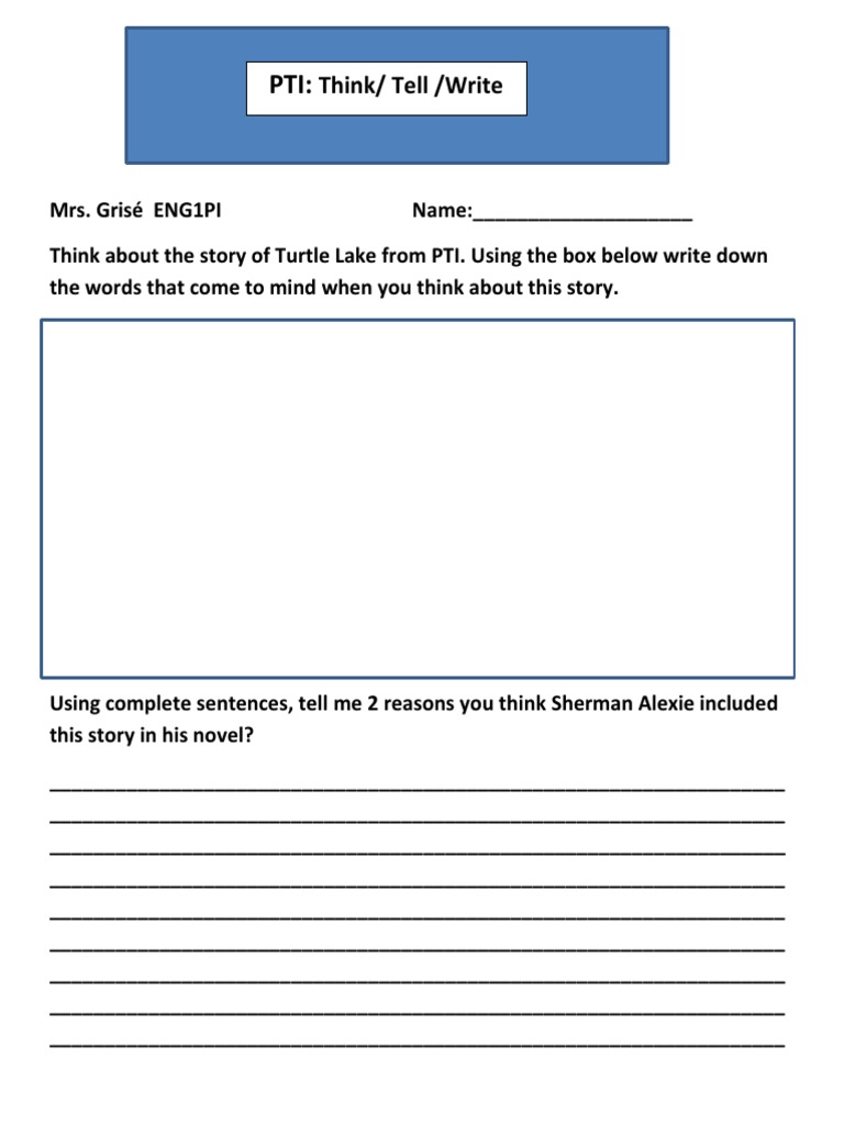 Turtle Lake Story Assignment Guide | PDF