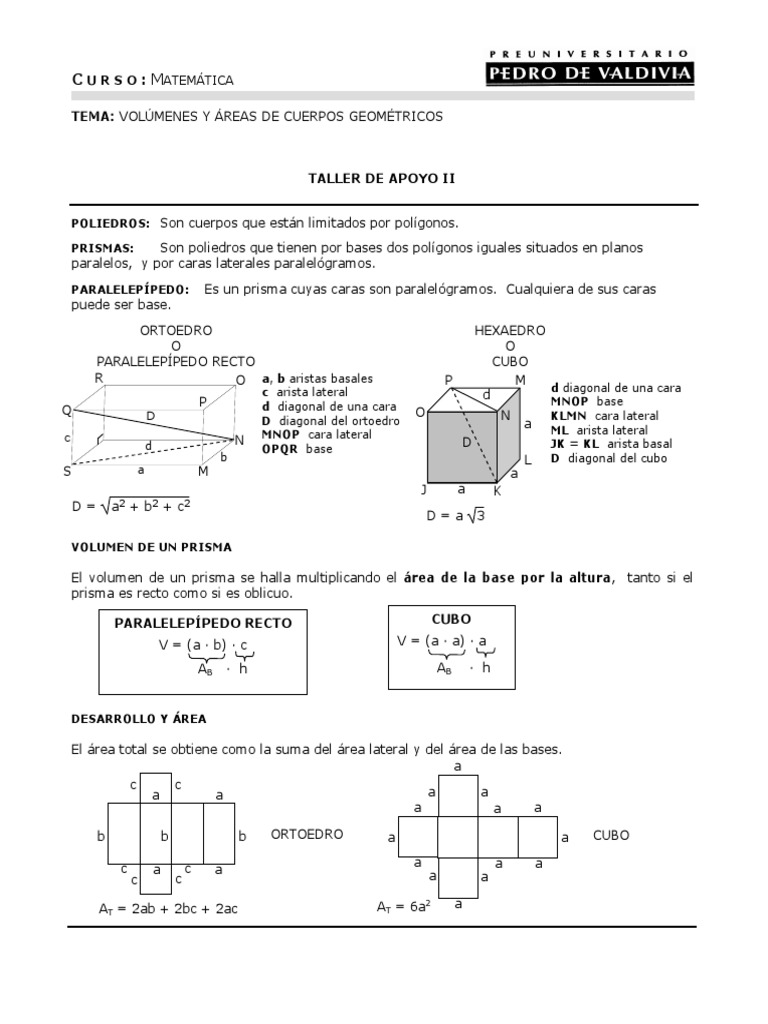 Taller de Apoyo II Vol Menes 1 PDF | PDF | Formas geométricas | Objetos geométricos