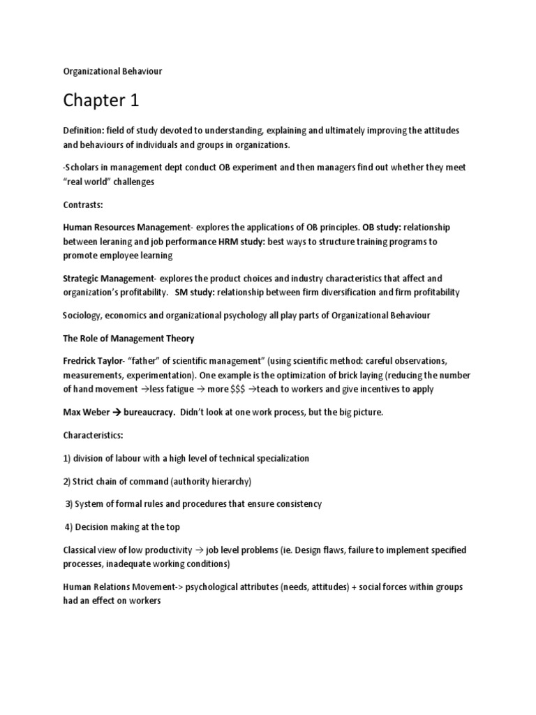 Organizational Behaviour Notes ADM 2336 | PDF | Decision Making ...