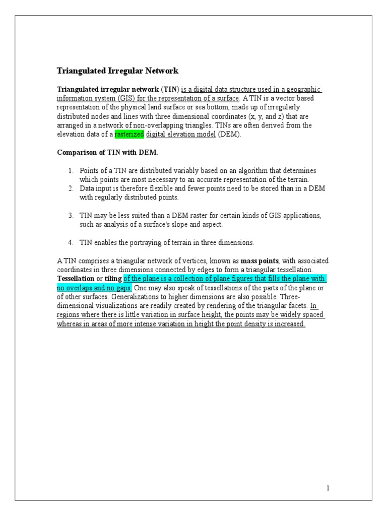 Triangulated Irregular Network: Triangulated Irregular Network (TIN) Is A Digital Data Structure ...