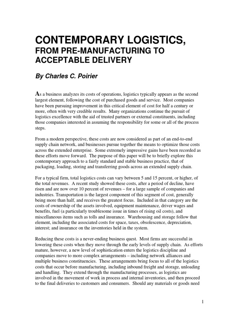 Contemporary Logistics | Download Free PDF | Logistics | Supply Chain
