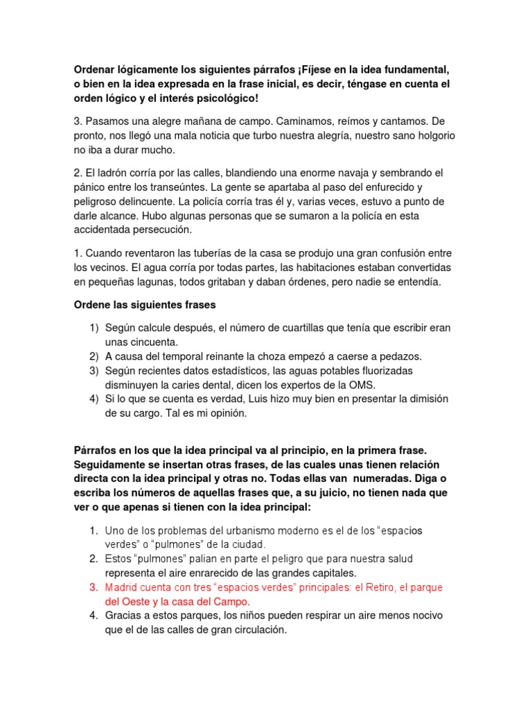 Orden lógico de párrafos y frases | PDF | Historia