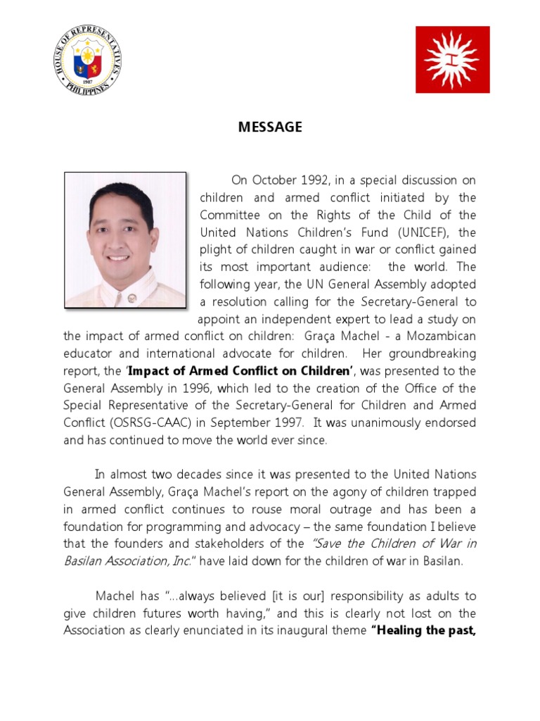 MESSAGE - Children of War Basilan | PDF | United Nations General ...