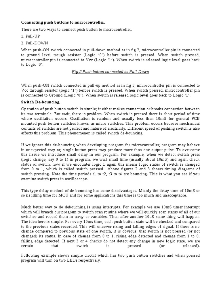 Connecting Push Buttons To Microcontroller | PDF | Switch | Digital ...
