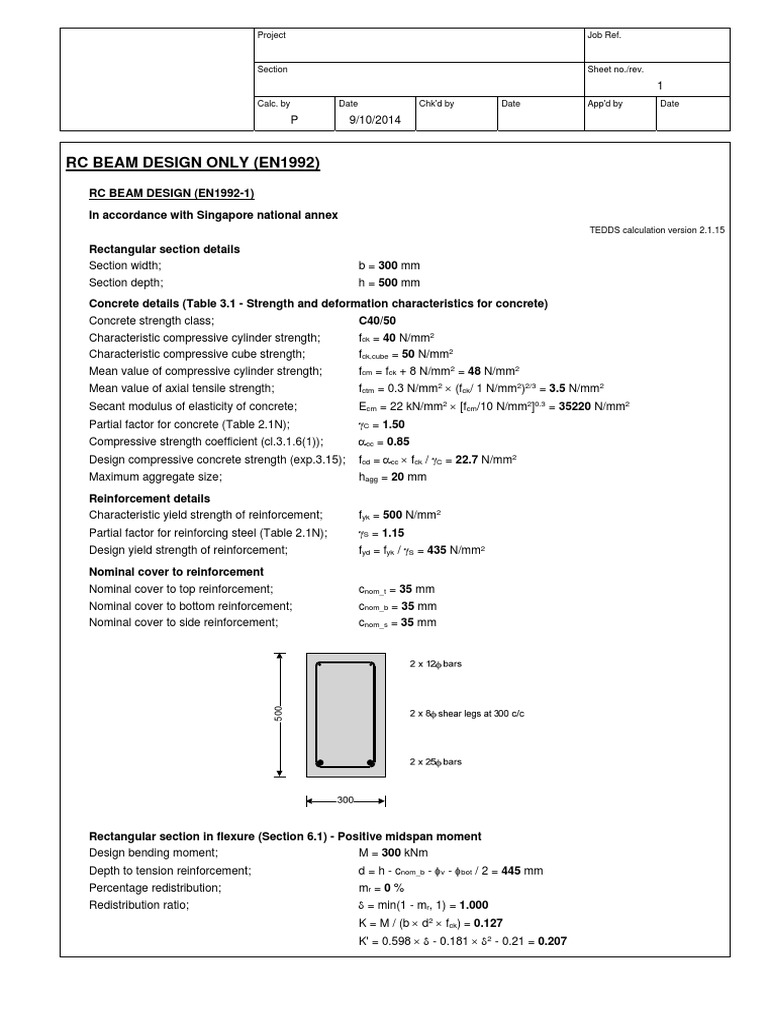 EC2 Beam Section Design | PDF | Strength Of Materials | Beam (Structure)