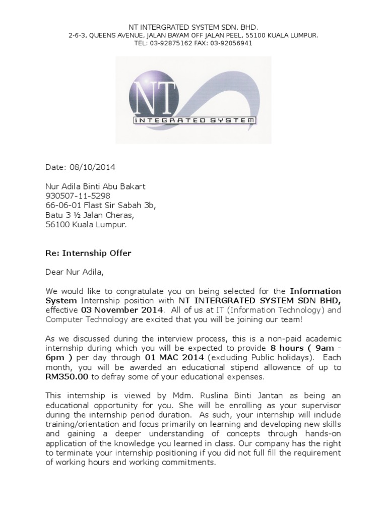 Example Offer Letter | PDF