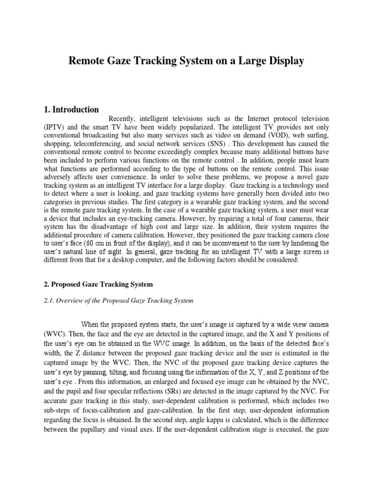 Remote GRemote Gaze Tracking System On A Large Displayaze Tracking ...