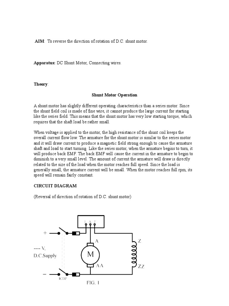 DC Shunt Motor Change Driction | PDF | Electric Motor | Direct Current