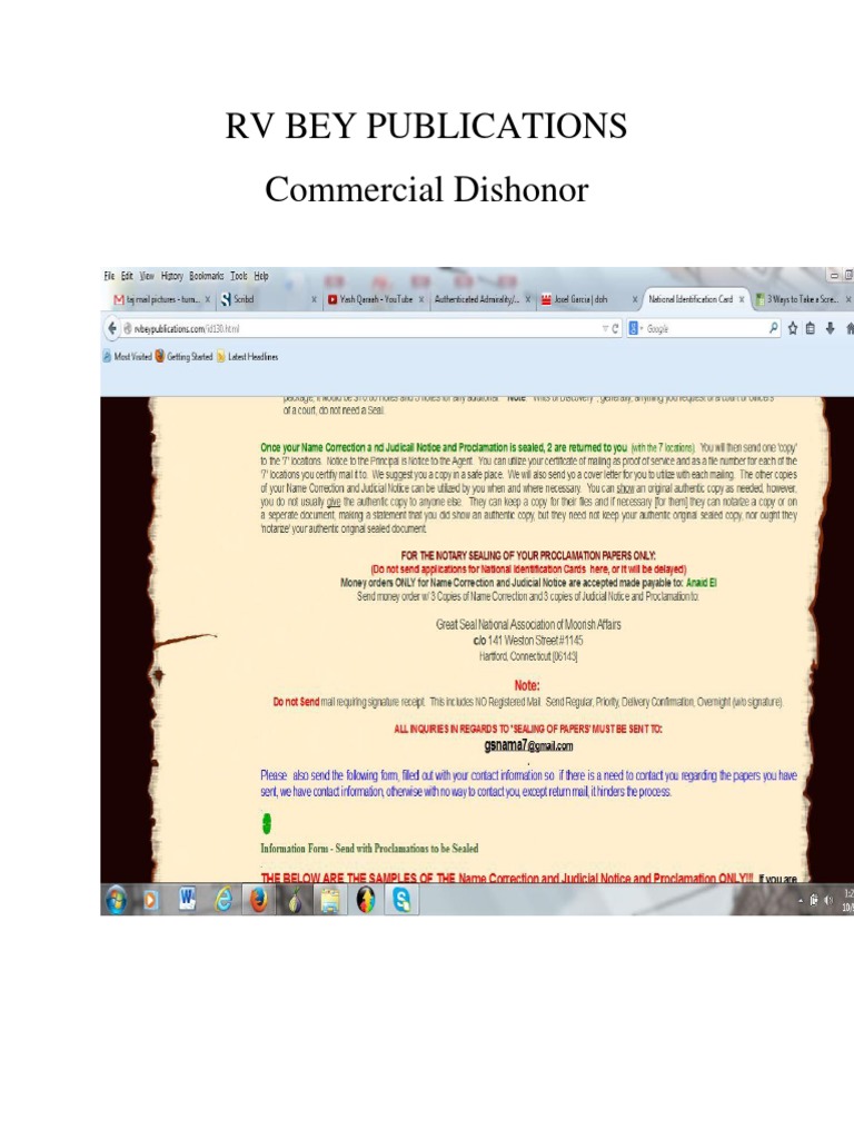 RV BEY PUBLICATIONS Is in Commercial Dishonor UCC 3-305, 3-502, 3-505 | PDF
