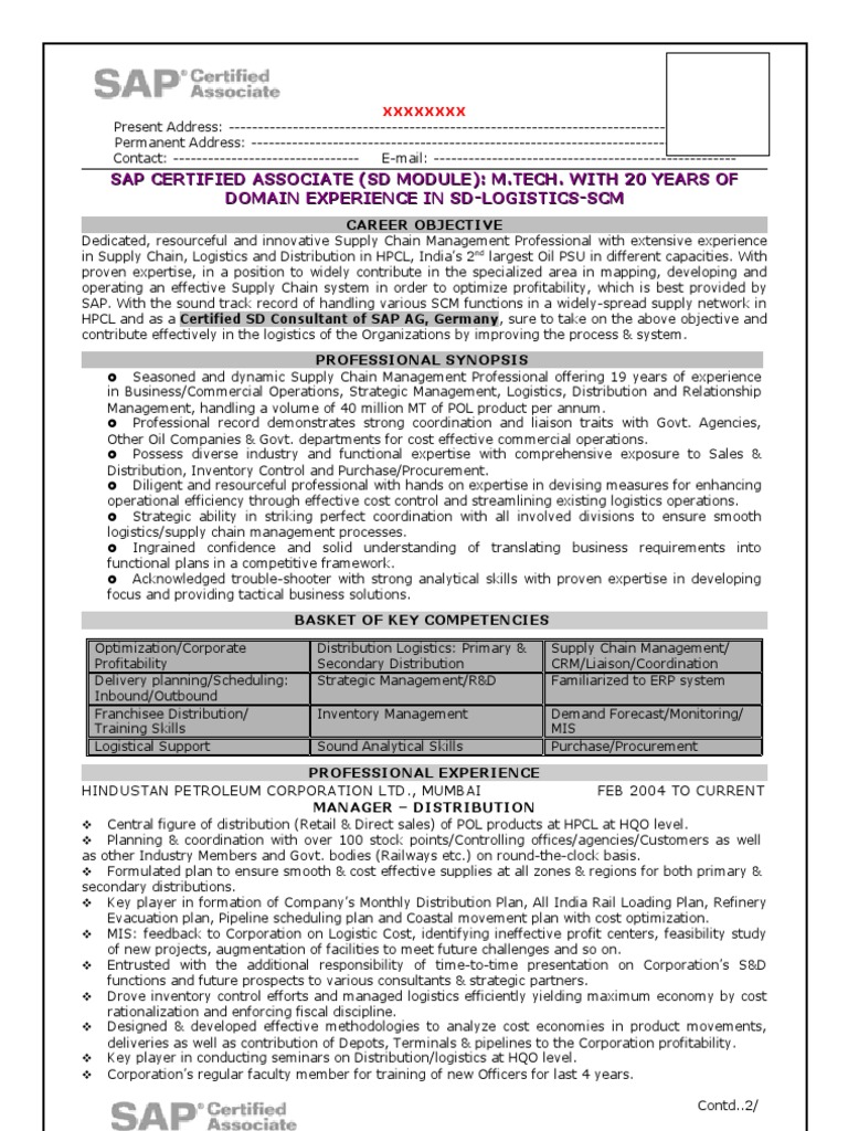 Present Address: Permanent Address: Contact: E Mail | PDF | Logistics ...