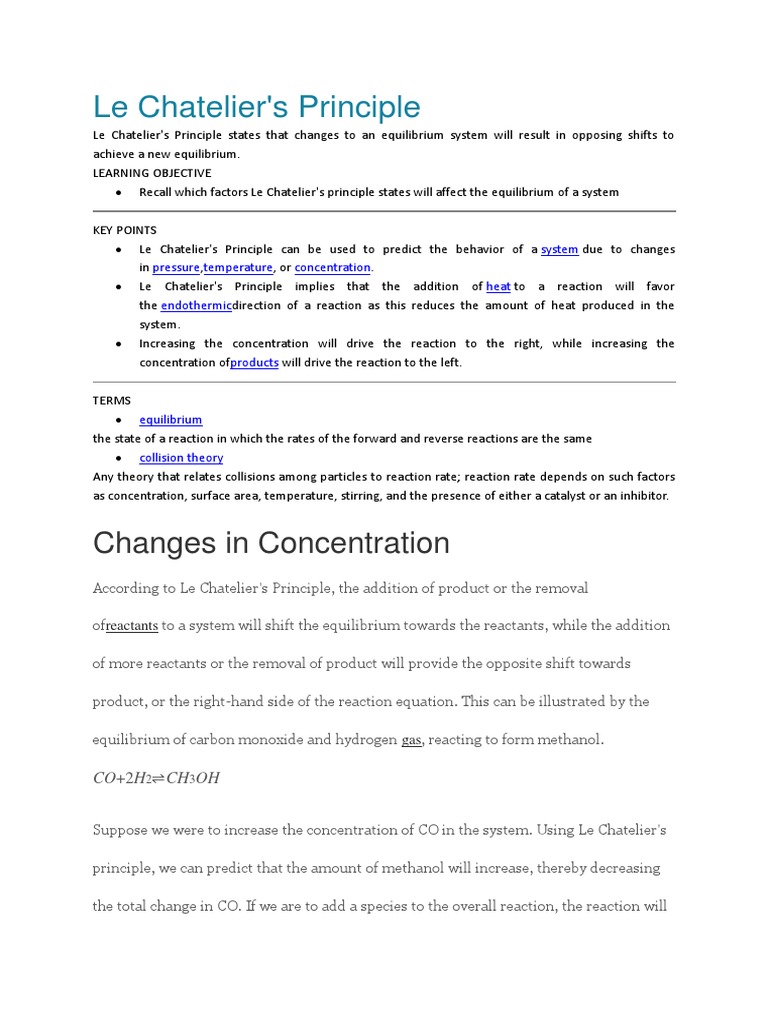 Le Chatelier | PDF | Chemical Equilibrium | Chemical Reactions