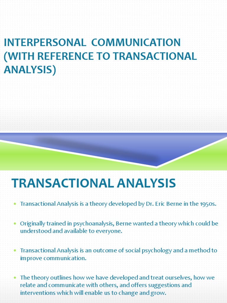 Transactional Analysis Interpersonal Communication Pdf