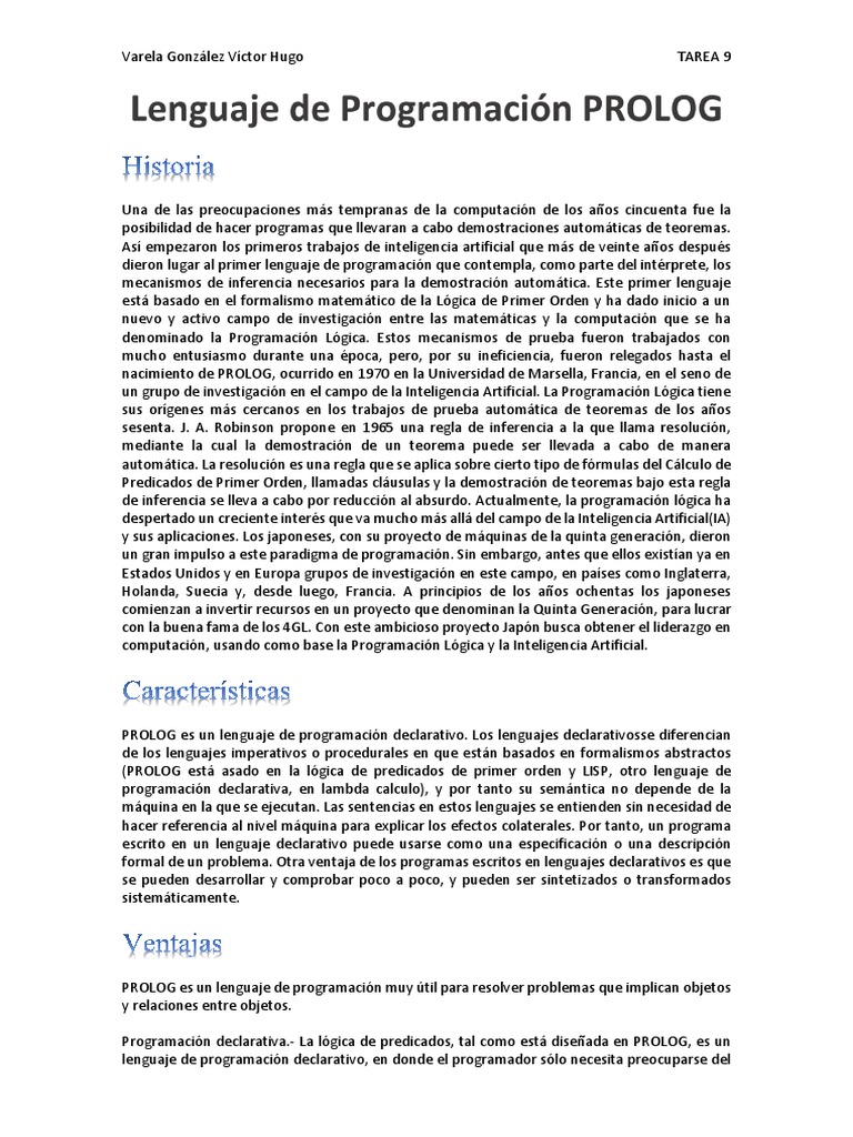 Tarea 9 Prolog | PDF | Lenguaje de programación | Inteligencia artificial