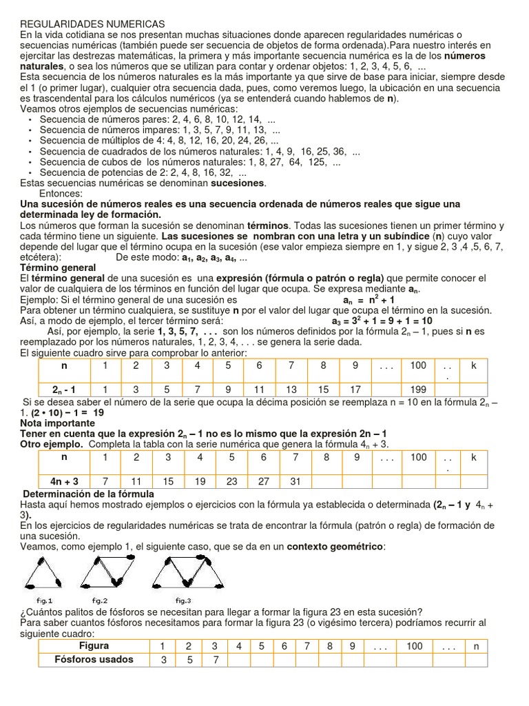 Regularidades Numéricas y Sucesiones | PDF | Secuencia | Número natural