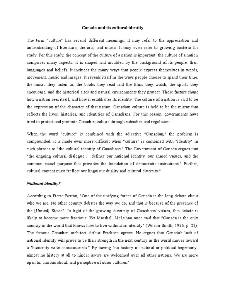 Canadian Cultural Identity Analysis | PDF | Canada | Nation