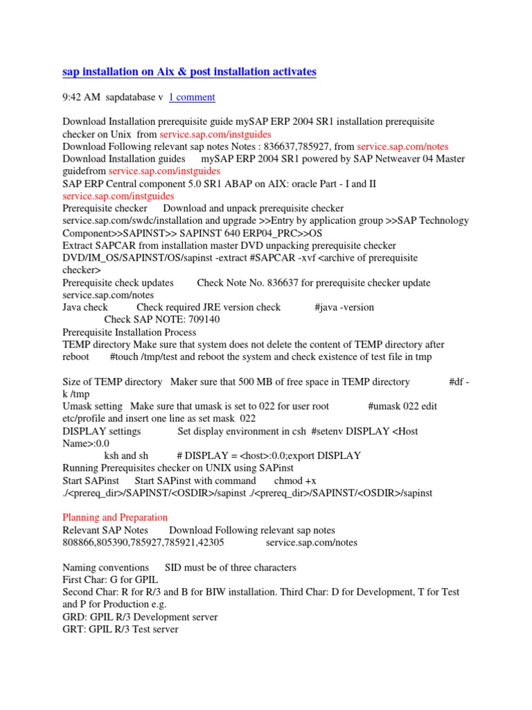 Sap Installation On Aix | PDF | File System | Oracle Database
