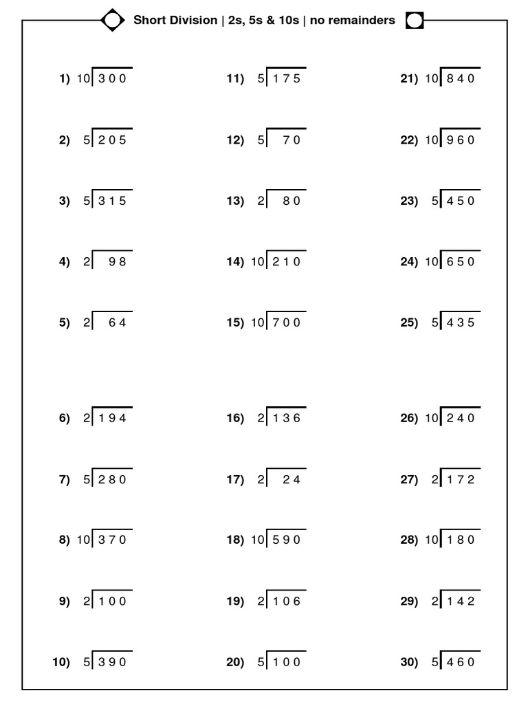 short-division-2-5-10-no-remainders-pdf